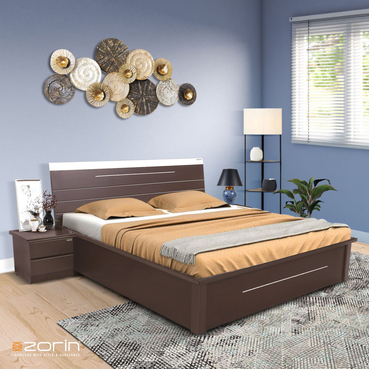 Astrid King Bed in Walnut Finish | Modern Luxury by Zorin